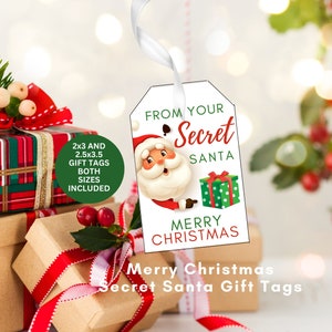 Secret Santa Tag, Printable Christmas Gift Tag, Santa Gift Tag, Secret ...
