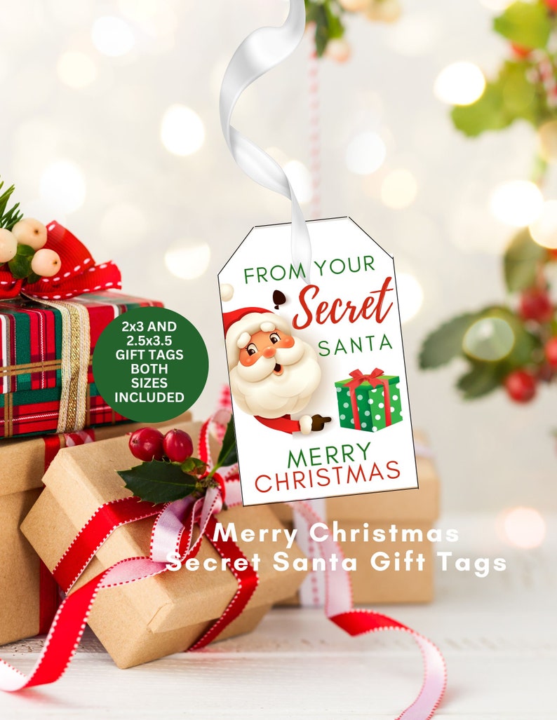 Printable Secret Santa Gift Tags, Christmas Treat Tag (PDF) - Etsy