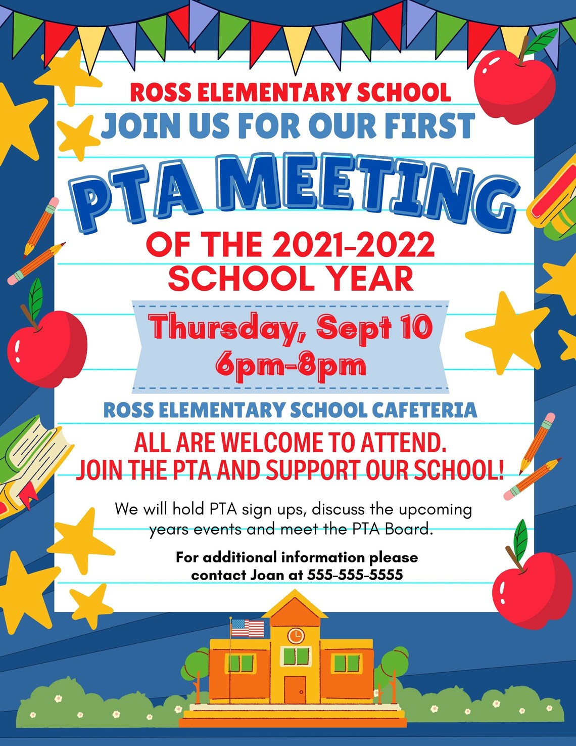PTA Meeting Flyer PTO PTA Flyer Editable School Flyer Back - Etsy