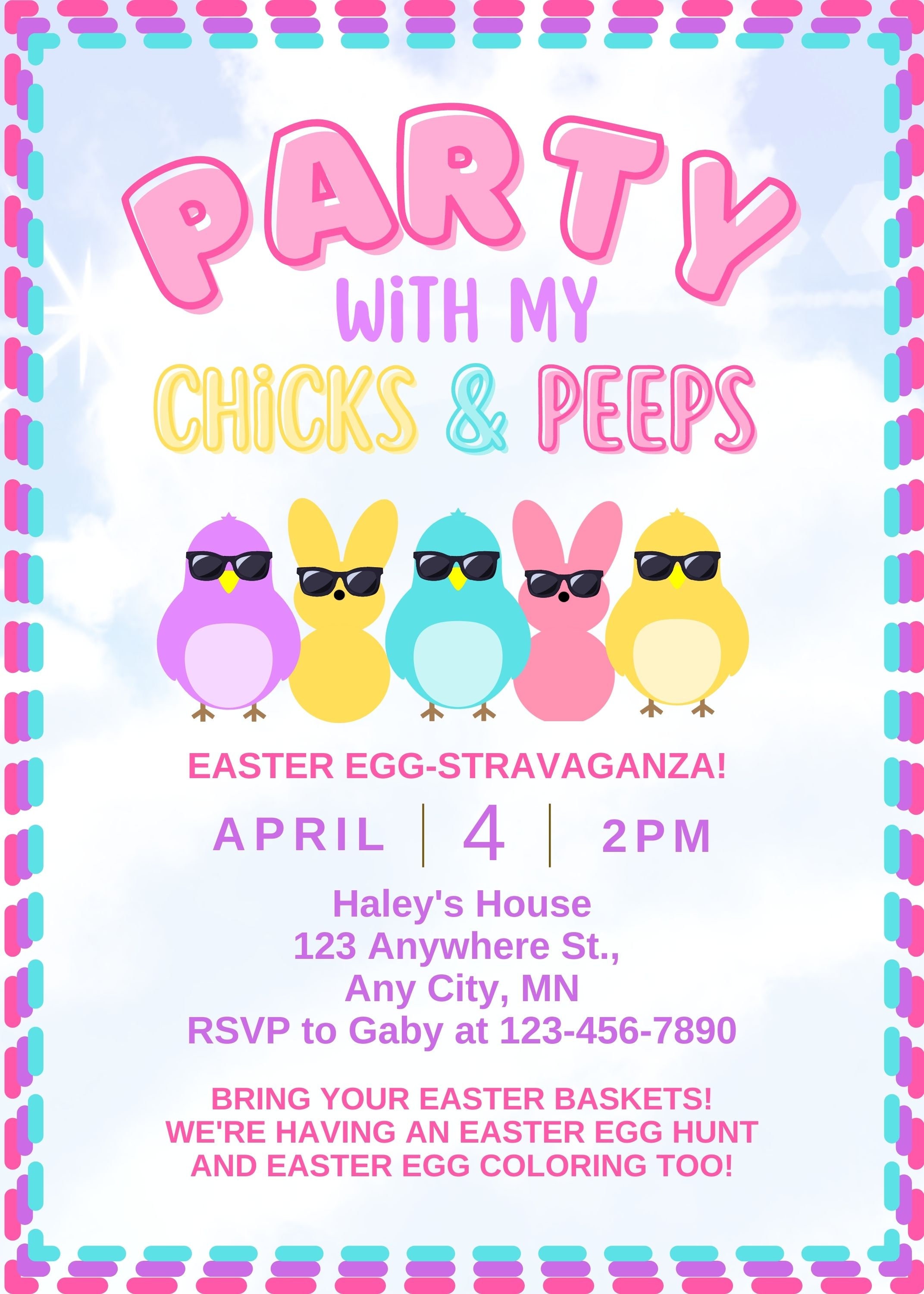 Editable Easter Egg Hunt Invitation, Party With My Peeps, Easter Bunny ...