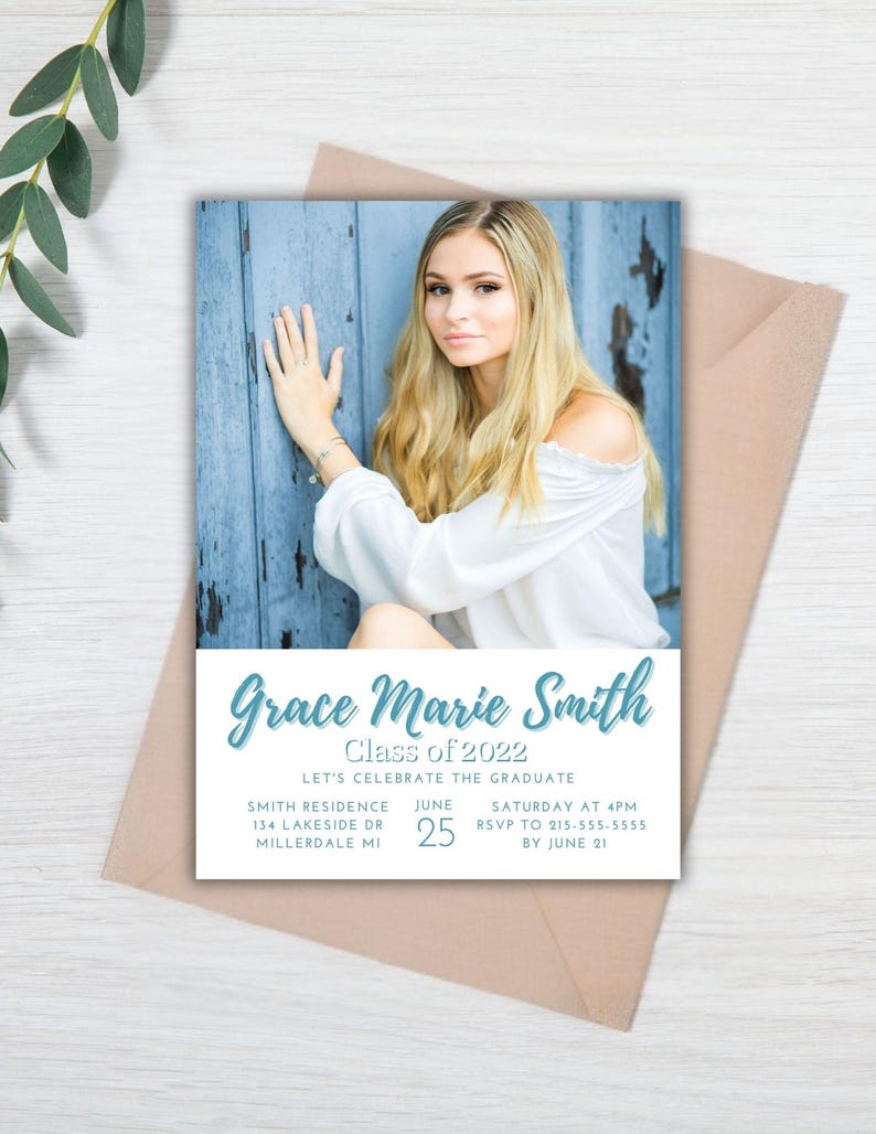 Editable Graduation Photo Card Template, Canva Invitation (digital ...