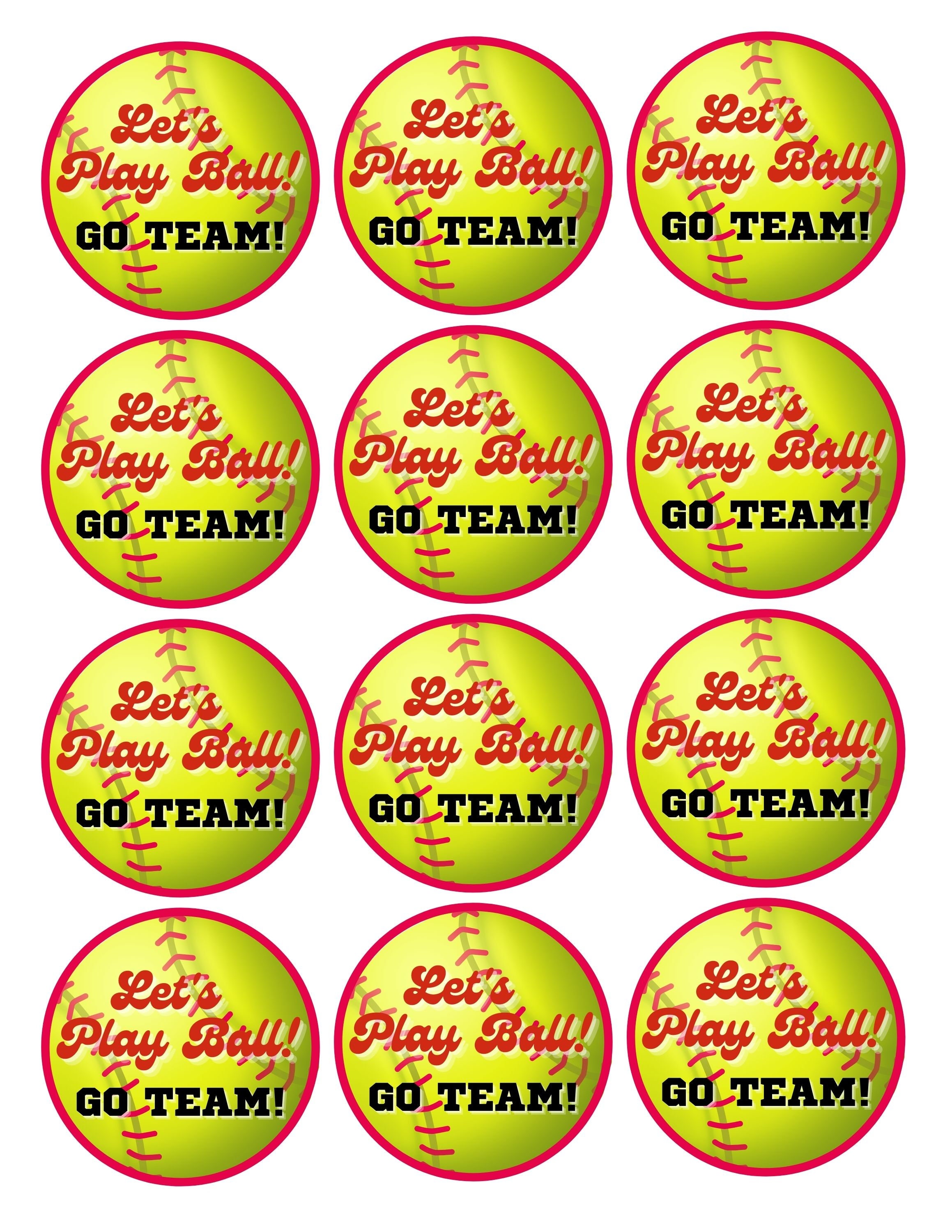 Softball Gift Tags Softball Treat Tags Let's Play Ball - Etsy