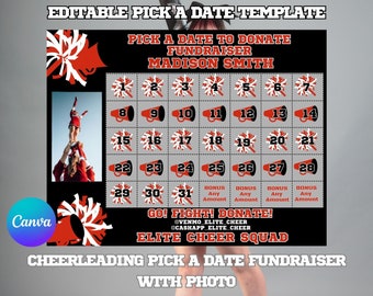 Cheerleading Calendar Fundraiser, Pick a Date to Donate Printable ...