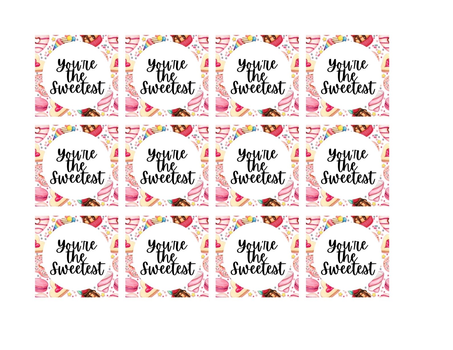 Valentine Treat Tags, Printable Goodie Bag Tags, Printable Cookie Tags ...
