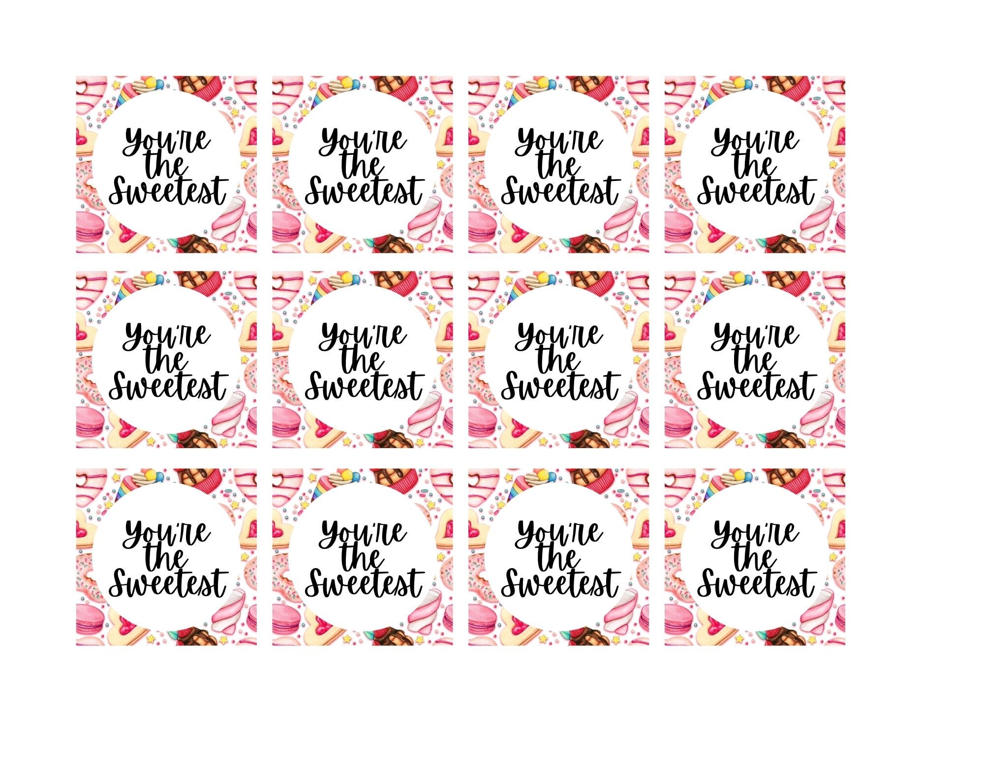 Valentine Treat Tags, Printable Goodie Bag Tags, Printable Cookie Tags ...