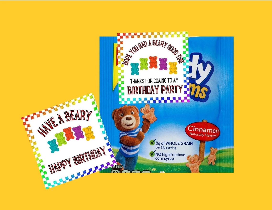 Printable Gummy Bear Birthday Tag Birthday Bear Tag Gummy - Etsy