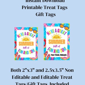Summer Gift Tag, End of School Tag, Editable Gift Tag, Last Day of ...