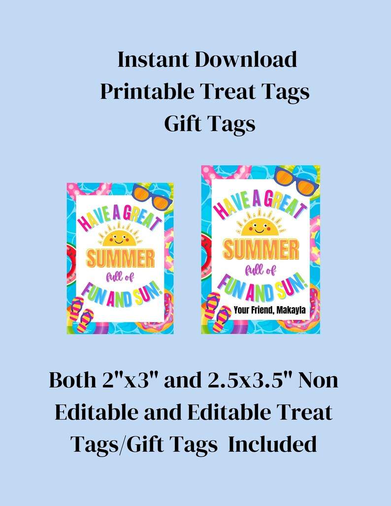 Summer Gift Tag End of School Tag Editable Gift Tag Last - Etsy