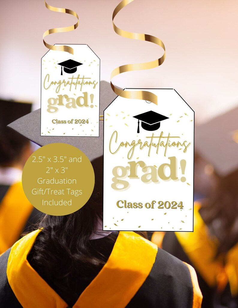 Graduation Gift Tags, Graduation Cap Tags, Congratulation Grad Tags ...