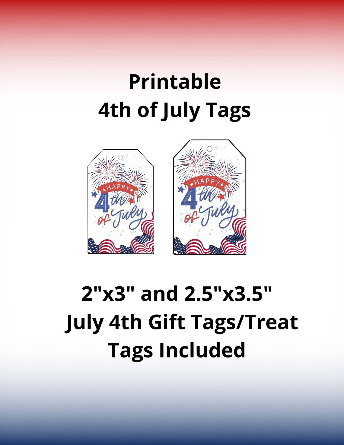 4th of July Gift Tags Printable 4th of July Tag 4th of July - Etsy