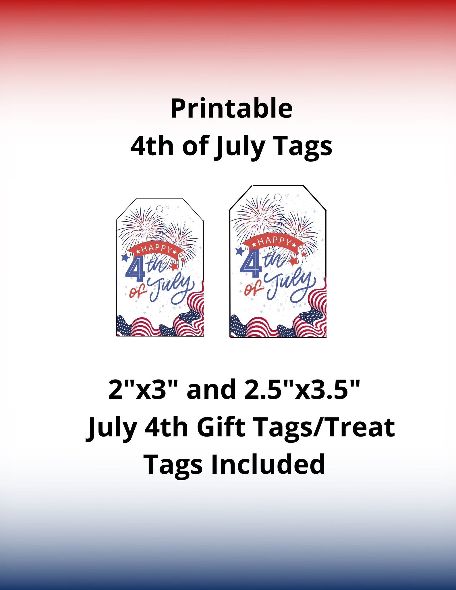 4th of July Gift Tags Printable 4th of July Tag 4th of July - Etsy