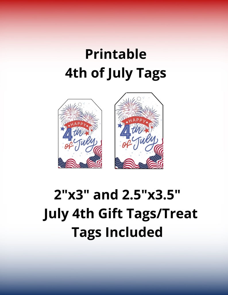 4th of July Gift Tags Printable 4th of July Tag 4th of July - Etsy