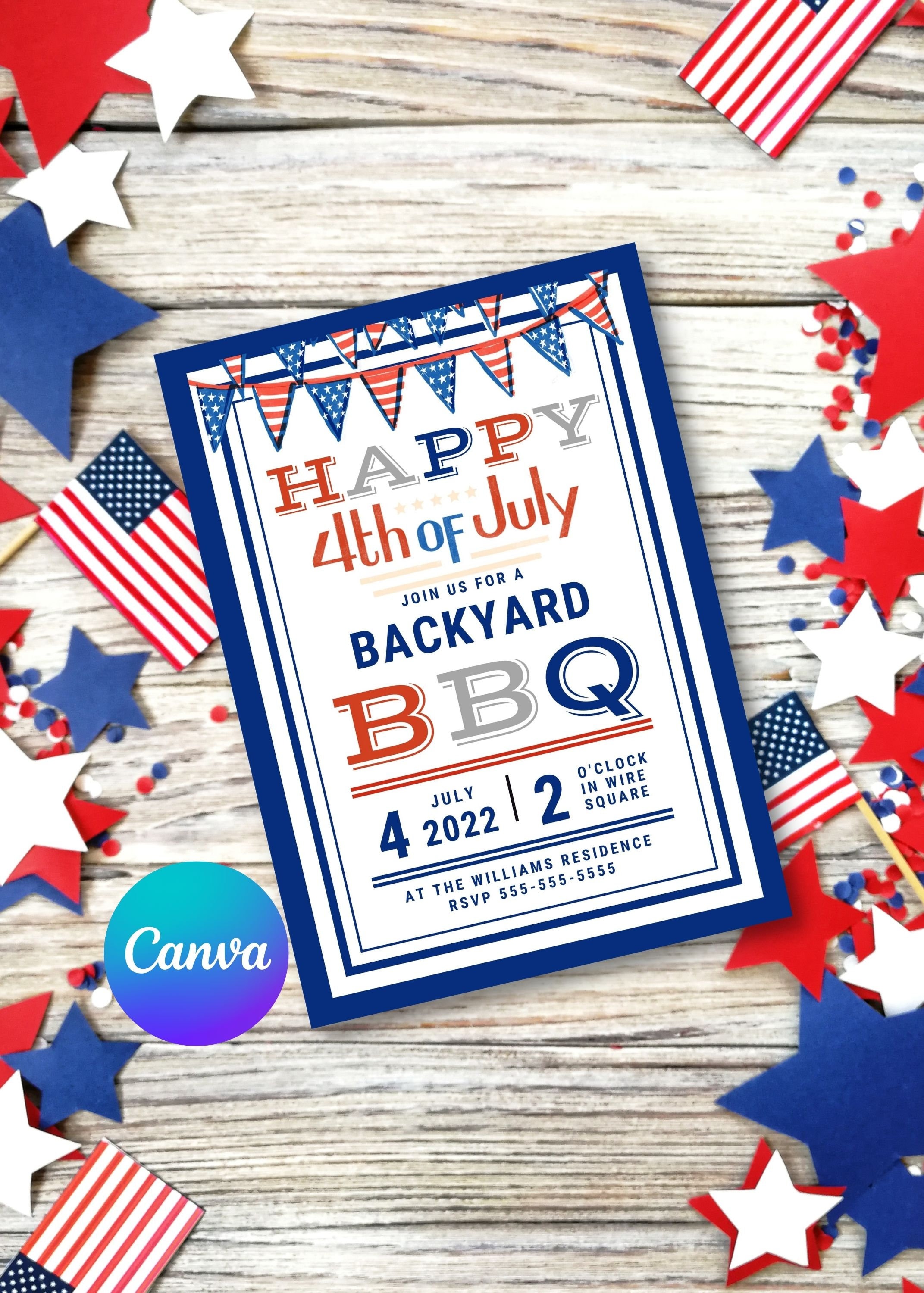 4th of July Invitation, 4th of July Invitation Template, July 4th ...