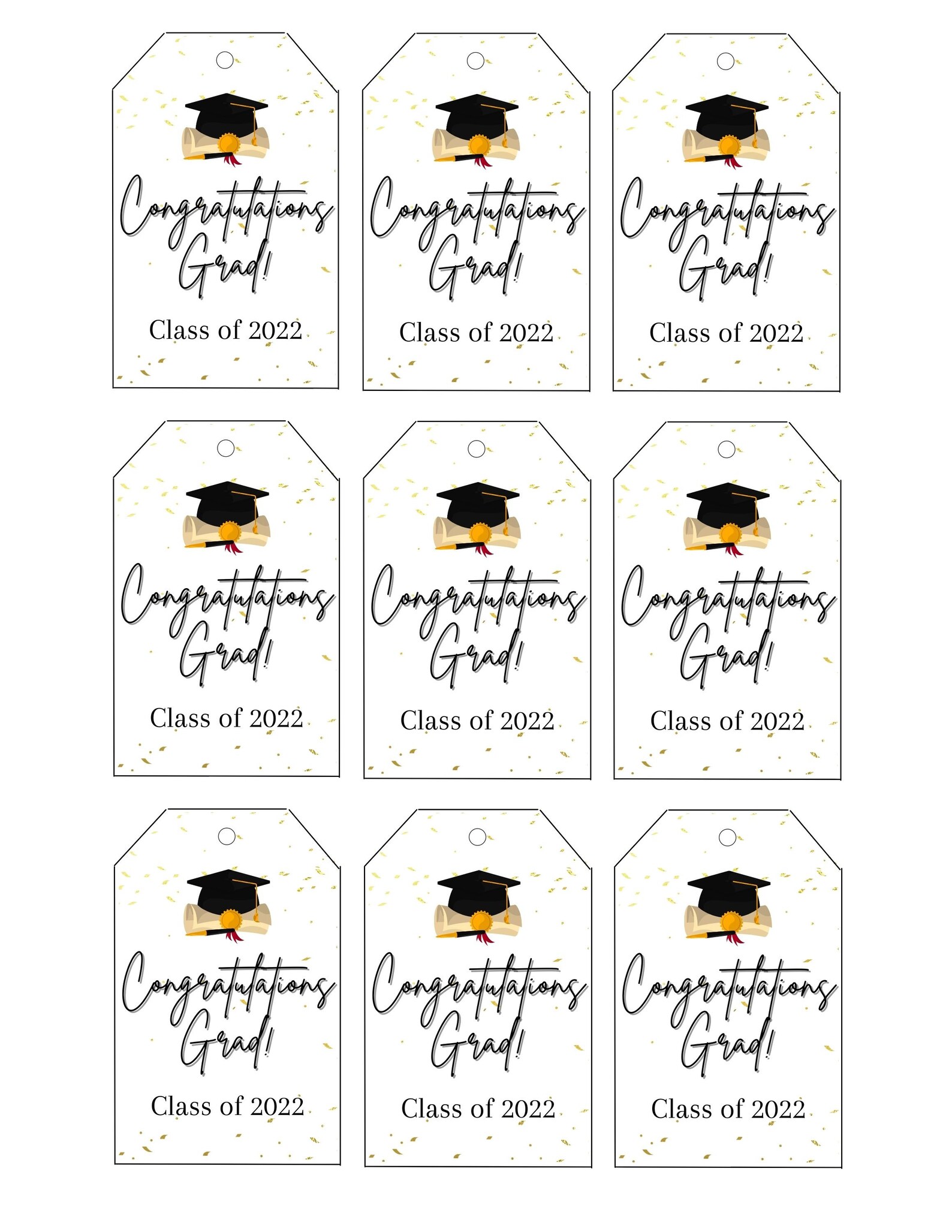 Graduation Gift Tags Graduation Cap Tags Congratulations - Etsy