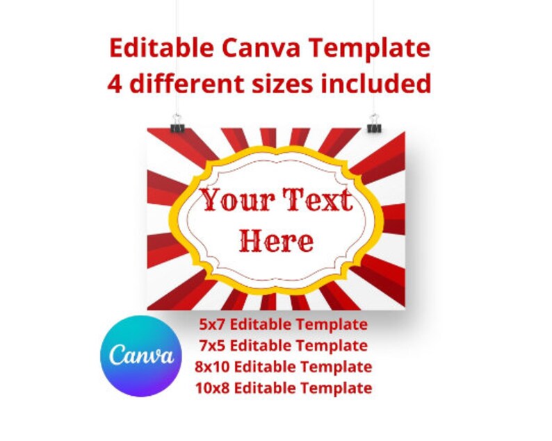 Editable Carnival Birthday Sign, Circus Party Decor (digital Download ...