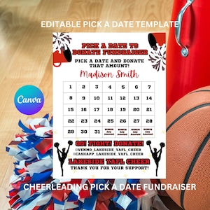 Editable Cheerleading Calendar Fundraiser, Pick a Date to Donate ...