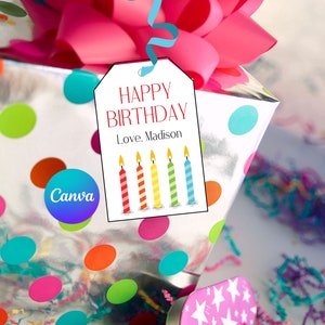 Editable Happy Birthday Gift Tag Template (canva) - Etsy