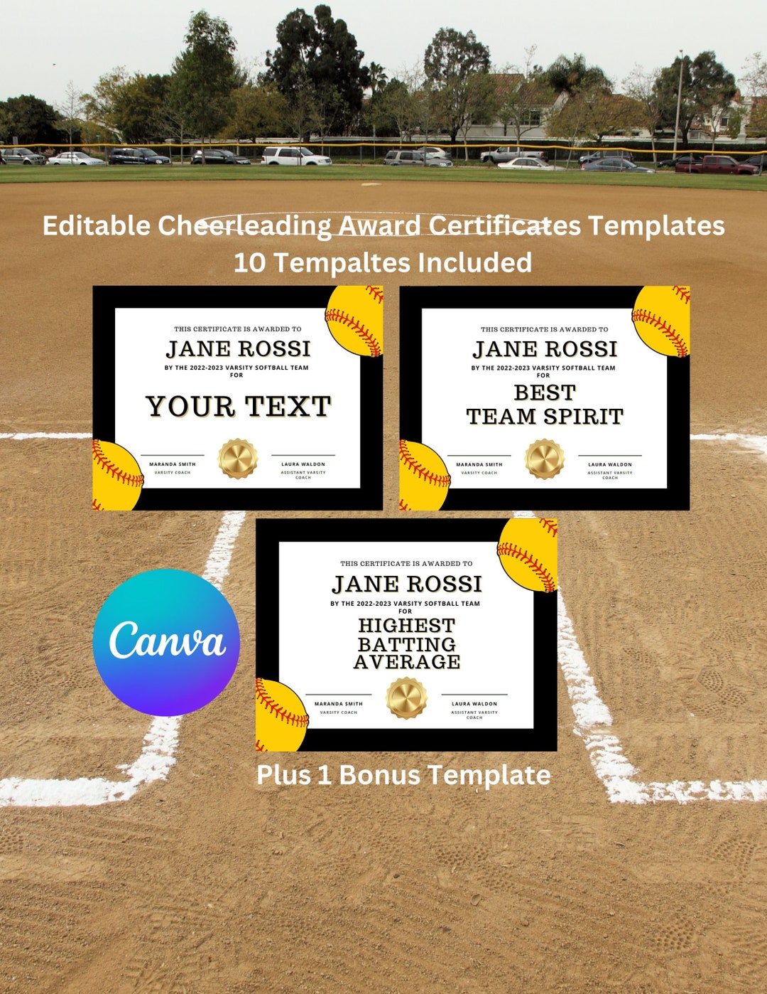 Softball Award Certificate, End of Season Softball Award, Editable ...