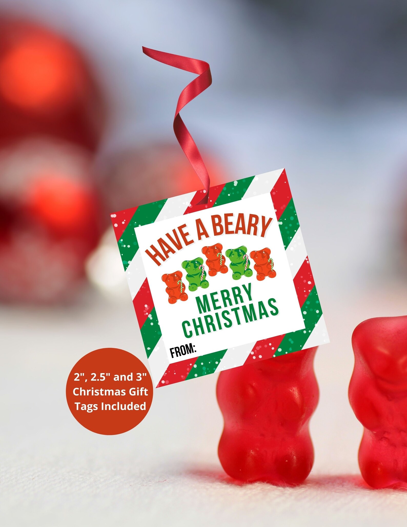 Christmas Gift Tags Printable, Printable Gummy Bear Tag, Christmas ...