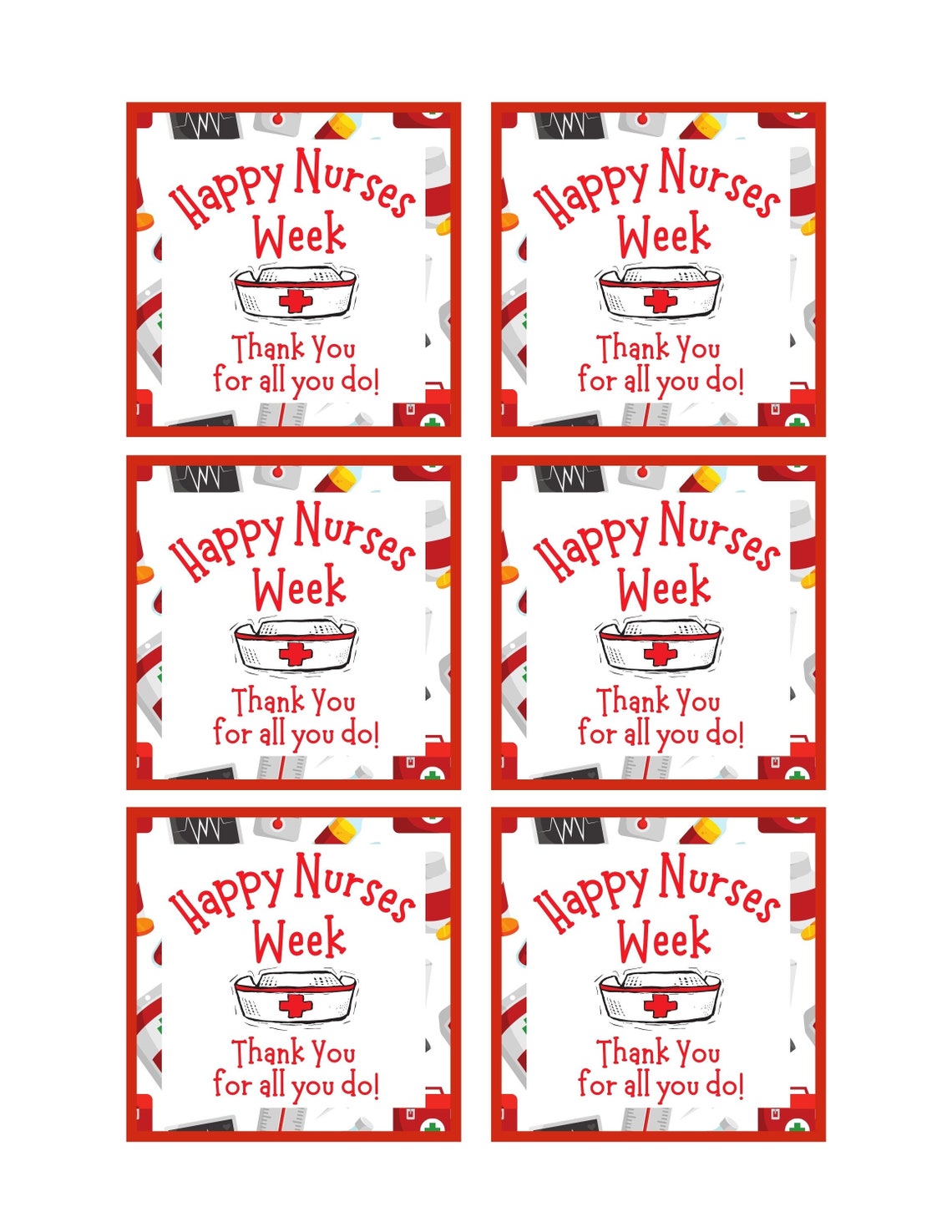 Nurse Appreciation Tag Nurse Gift Tags Printable Nurse Tag | Etsy