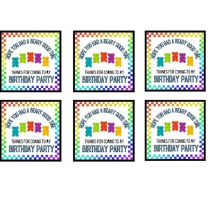 Printable Gummy Bear Birthday Tag, Birthday Bear Tag, Gummy Treat Tag ...