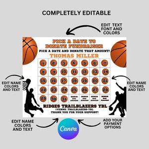 Editable Basketball Calendar Fundraiser, Pick a Date Printable ...