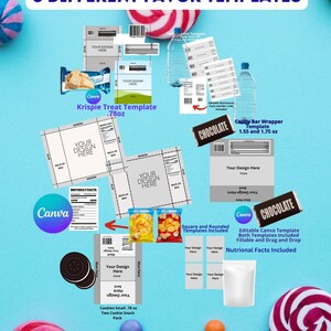 Party Favor Template Bundle, Party Favor Bundle, Editable Chip Bag ...