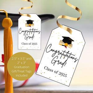 Graduation Gift Tags, Graduation Cap Tags, Congratulations Treat Tags ...