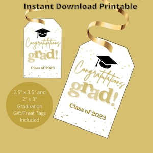 Graduation Gift Tags, Graduation Cap Tags, Congratulations Treat Tags ...