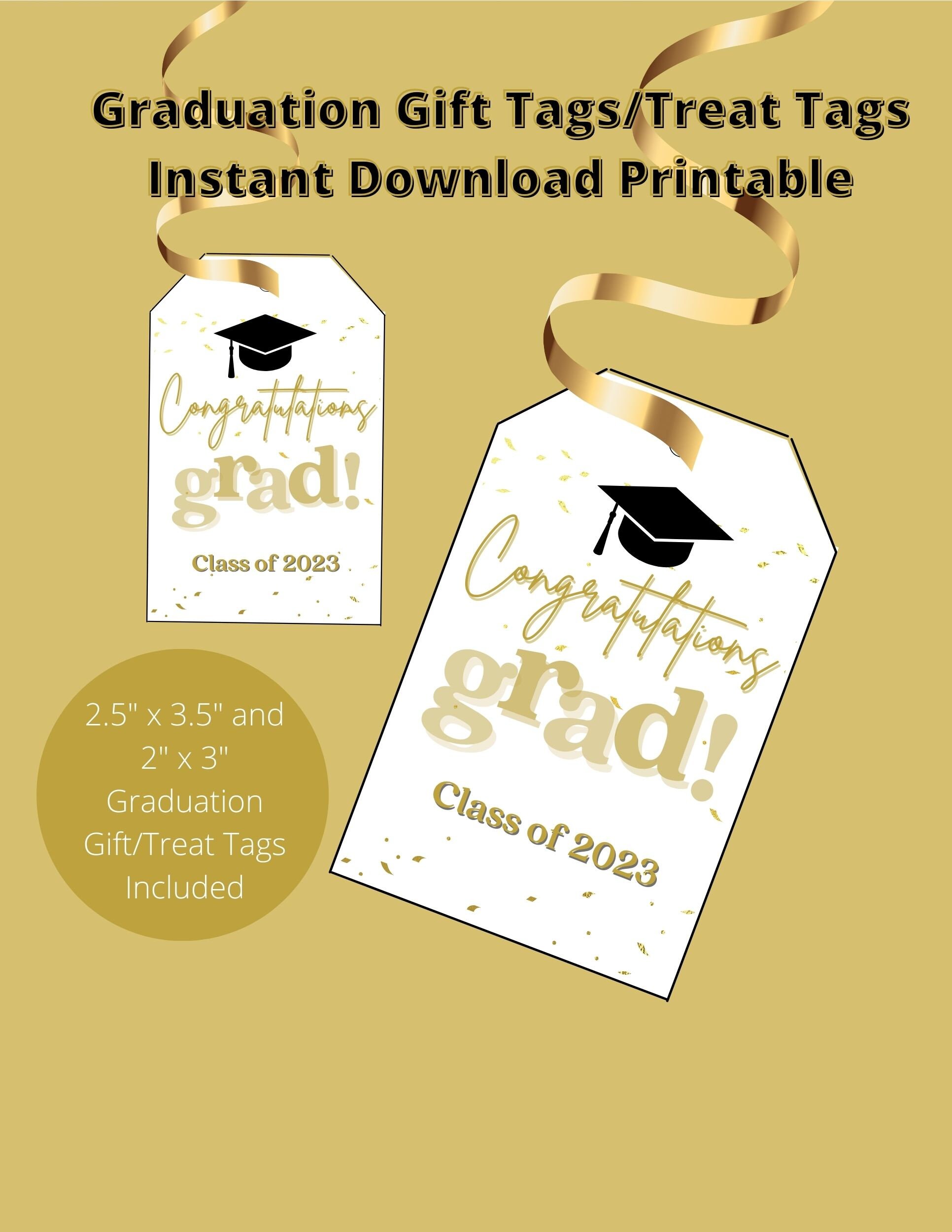Graduation Gift Tags, Graduation Cap Tags, Congratulations Treat Tags ...