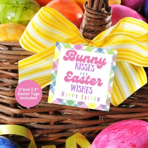 Easter Tags, Printable Easter Gift Tags, Bunny Kisses Treat Tags, Bunny ...