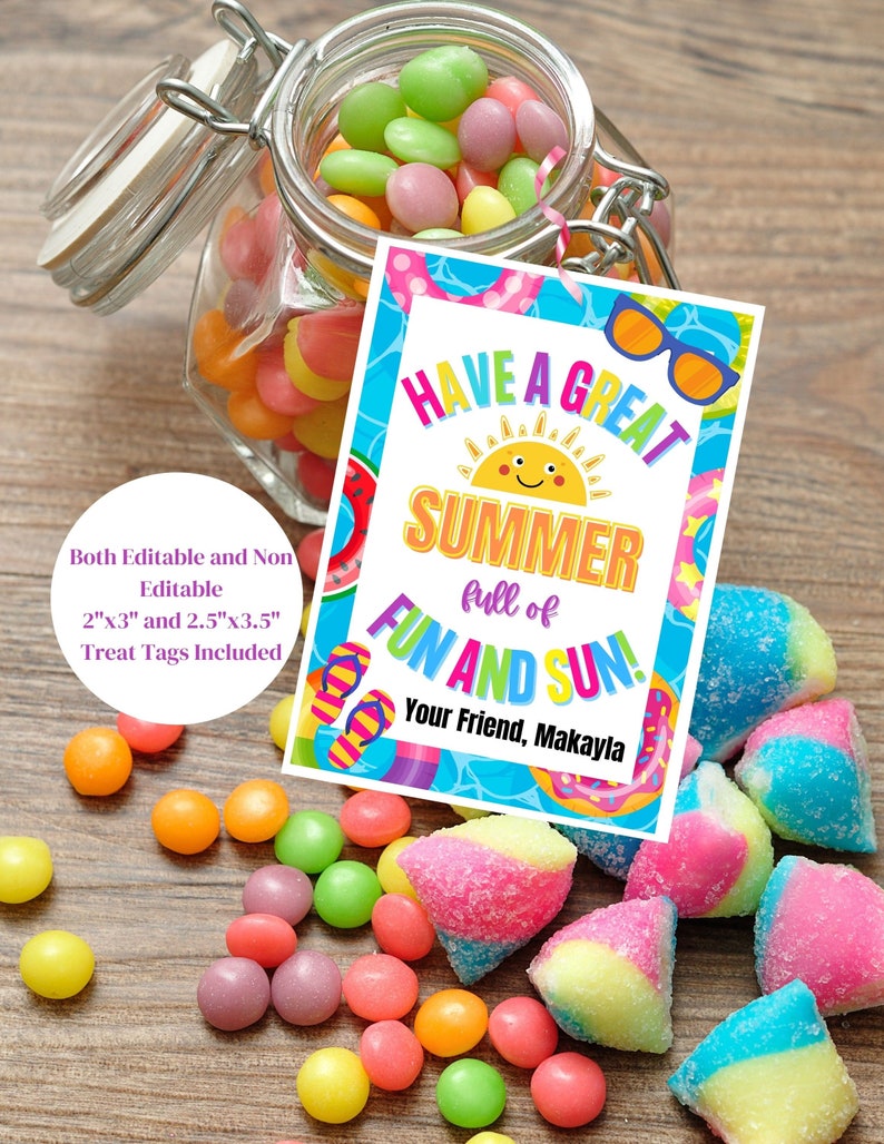 Summer Gift Tag End of School Tag Editable Gift Tag Last - Etsy