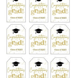 Graduation Gift Tags, Graduation Cap Tags, Congratulations Treat Tags ...