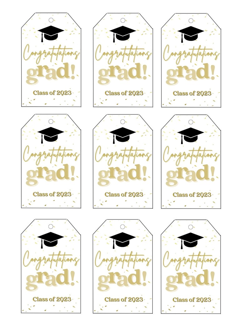 Graduation Gift Tags, Graduation Cap Tags, Congratulations Treat Tags ...