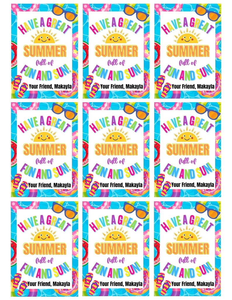 Summer Gift Tag End of School Tag Editable Gift Tag Last - Etsy