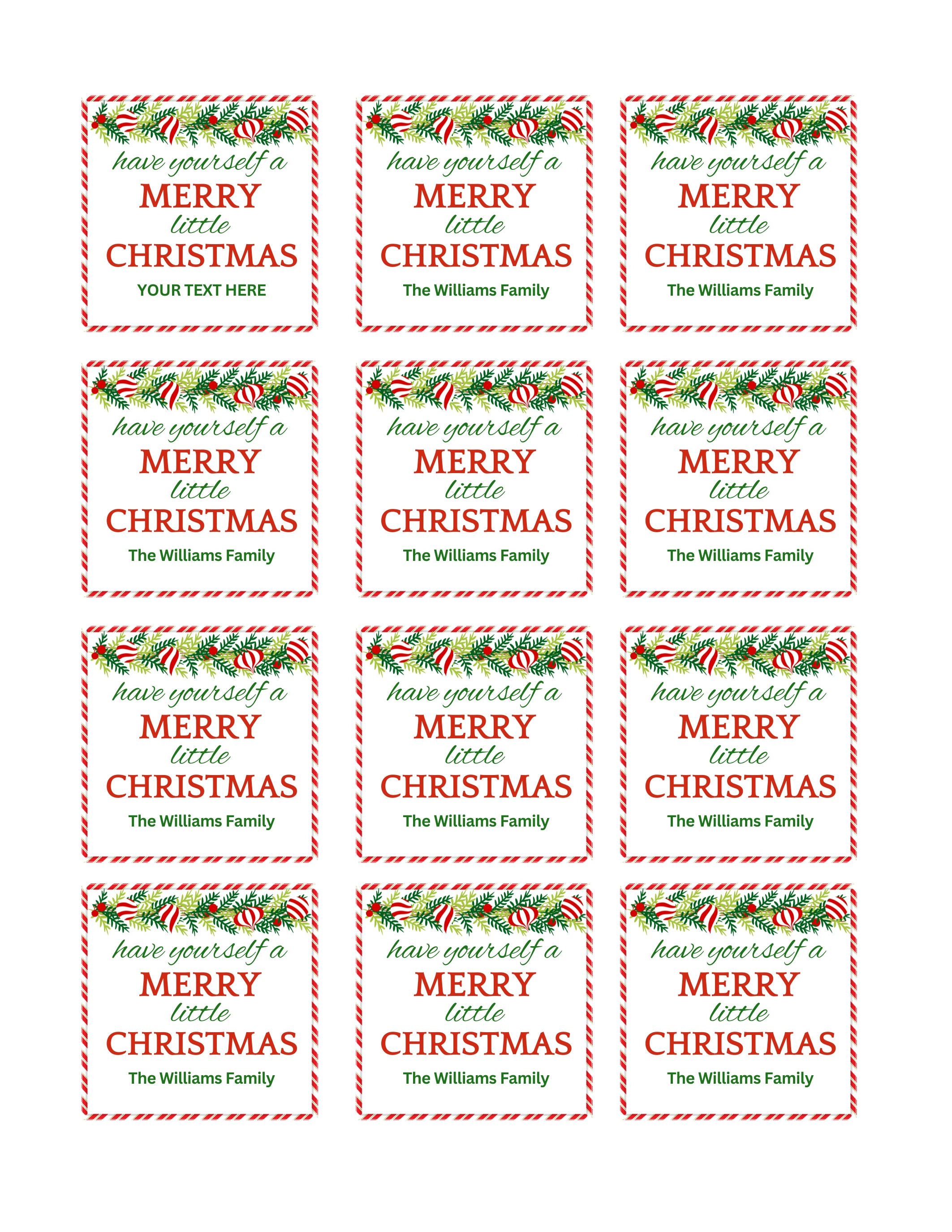 Editable Christmas Gift Tag Printable, Peppermint Design (PDF) - Etsy
