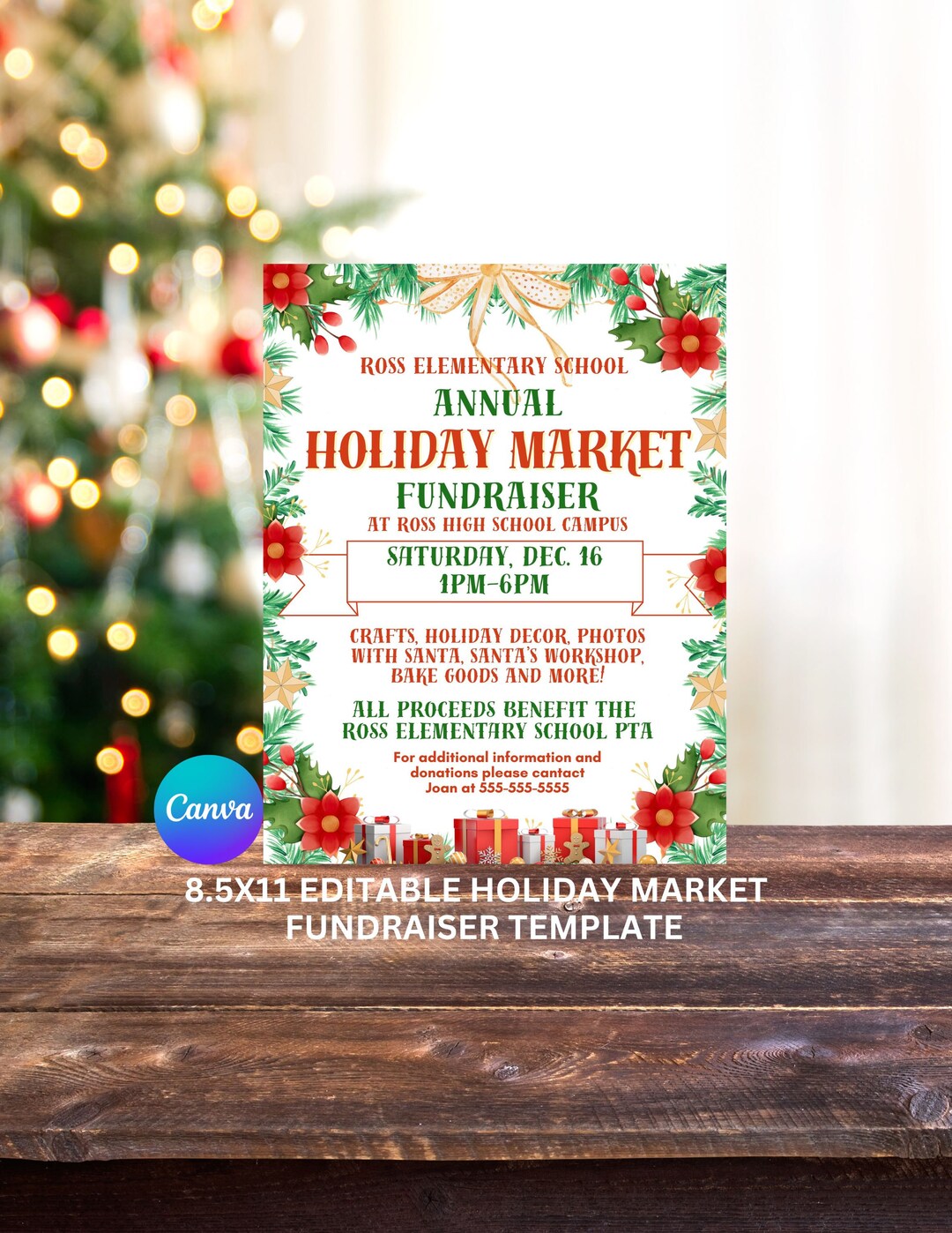 Christmas Market Flyer, Holiday Market Flyer, Editable Holiday Flyer ...