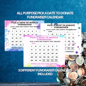 All Purpose Fundraiser Calendar, Pick a Date Printable, Calendar ...