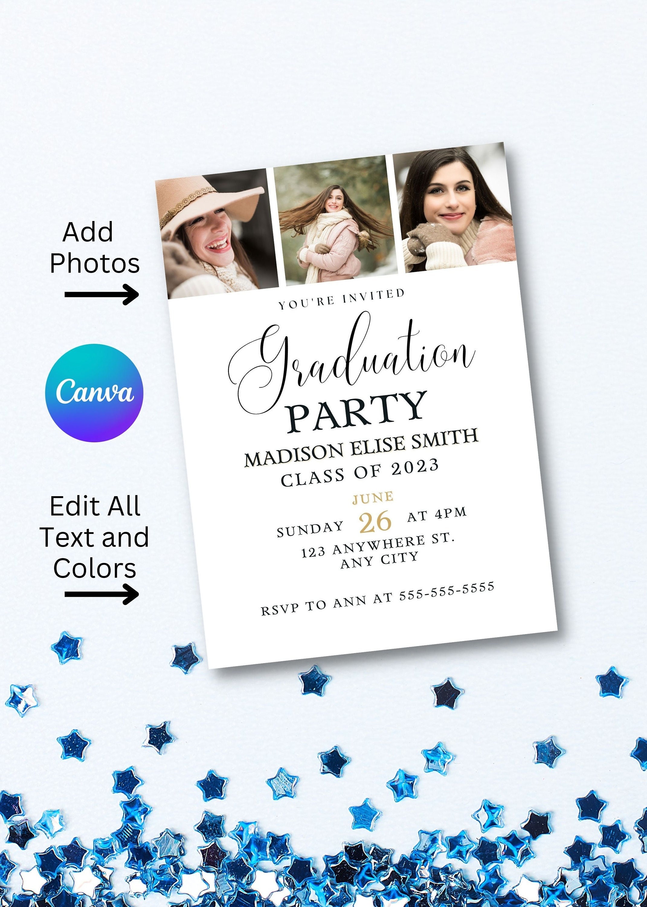 Editable Graduation Party Invitation Template (digital Download) - Etsy