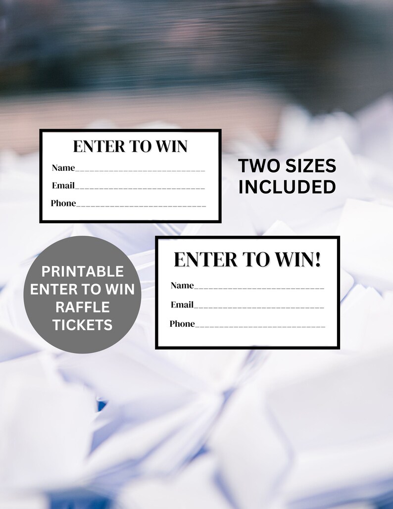 Printable Raffle Ticket Form, Fundraiser Giveaway (PDF) - Etsy