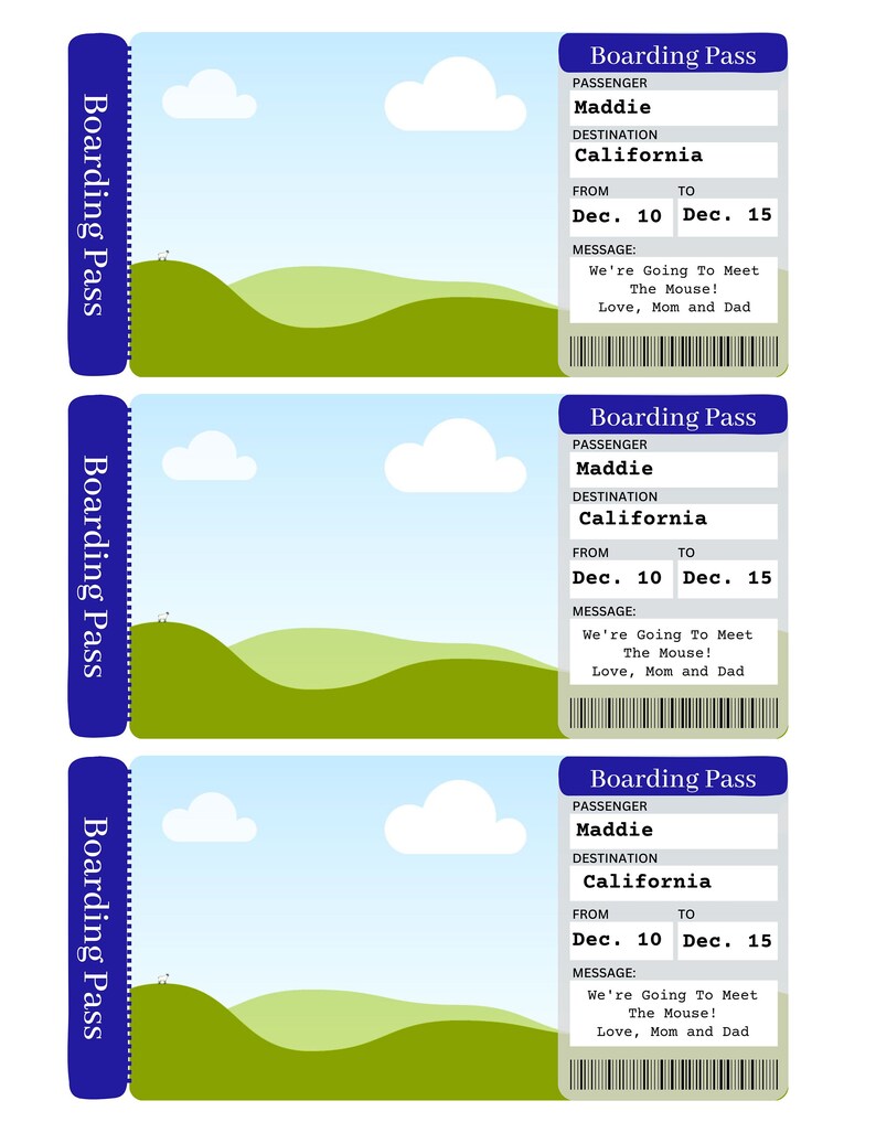 Editable Boarding Pass Template Printable Airplane Ticket - Etsy