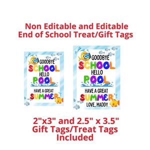 Summer Gift Tag, End of School Year Tag, Editable Summer Tag, Editable ...