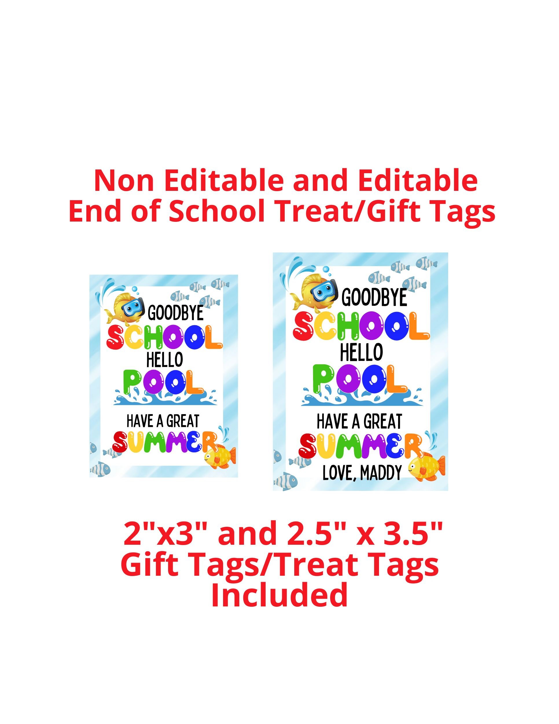 Editable End of School Gift Tag, Summer Treat Tag (PDF) - Etsy