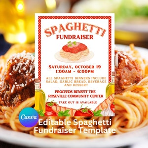 Spaghetti Dinner Fundraiser Template, Spaghetti Dinner Fundraiser, Editable Spaghetti Fundraiser ...
