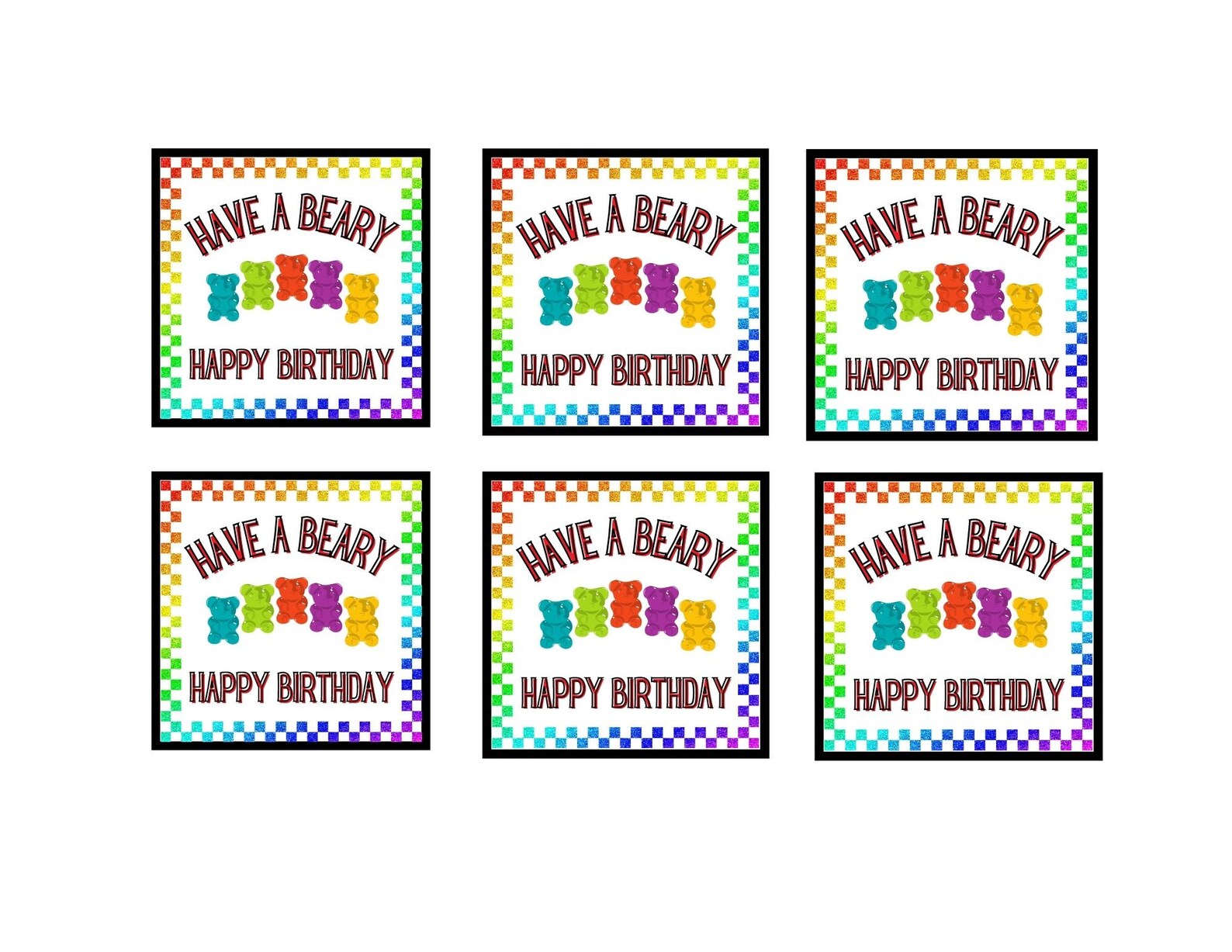 Printable Gummy Bear Birthday Tag Birthday Bear Tag Gummy - Etsy