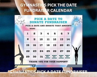 Editable Gymnastic Calendar Fundraiser, Pick a Date to Donate Printable ...
