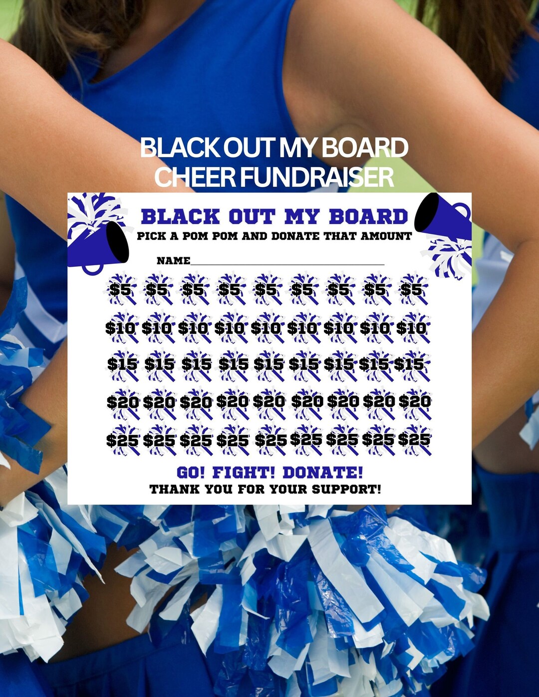 Cheer Black Out My Board, Cheerleading Fundraiser, Pick a Date Calendar ...