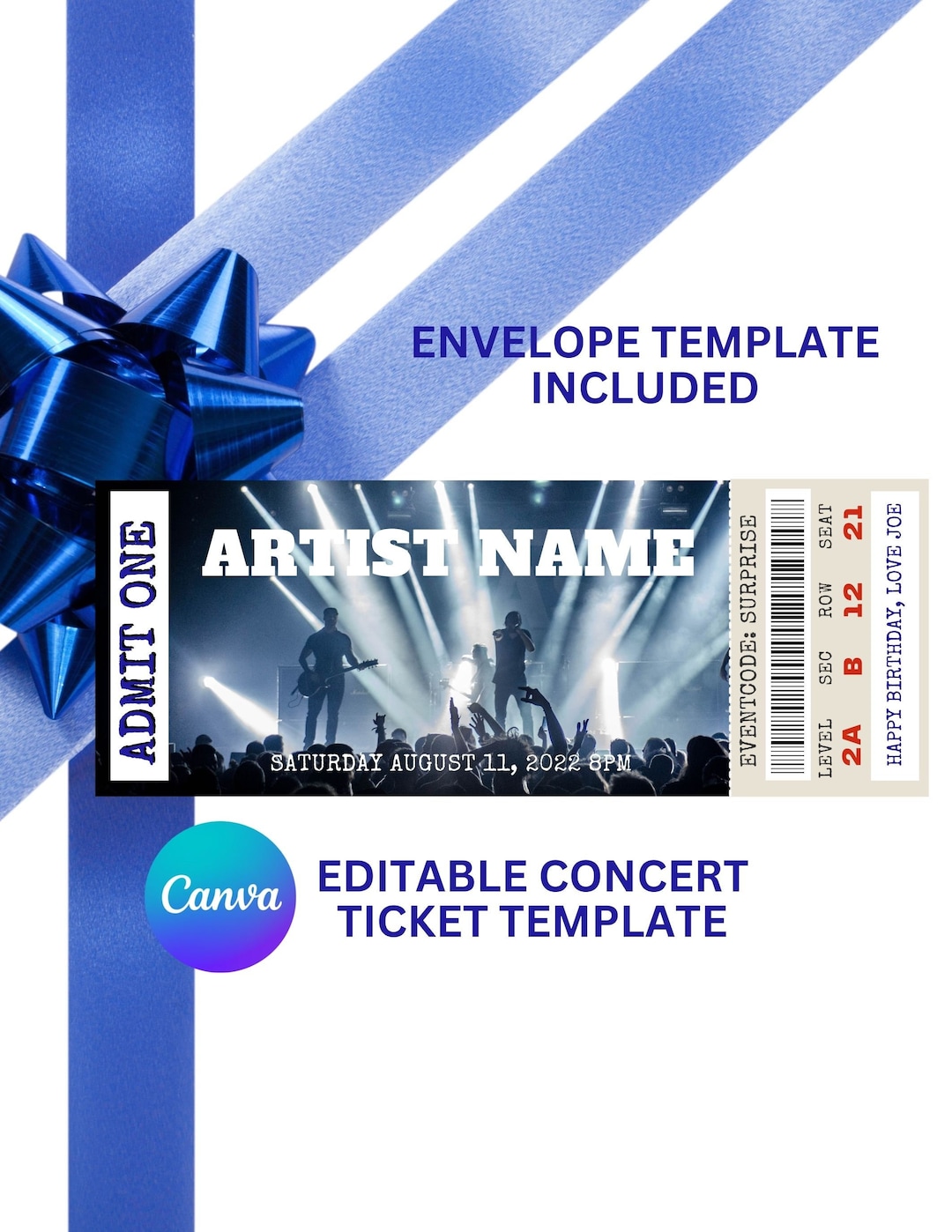 Concert Ticket Template, Surprise Concert Ticket, Ticket Template ...