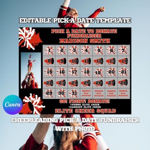 Editable Cheerleading Calendar Fundraiser, Pick a Date to Donate ...