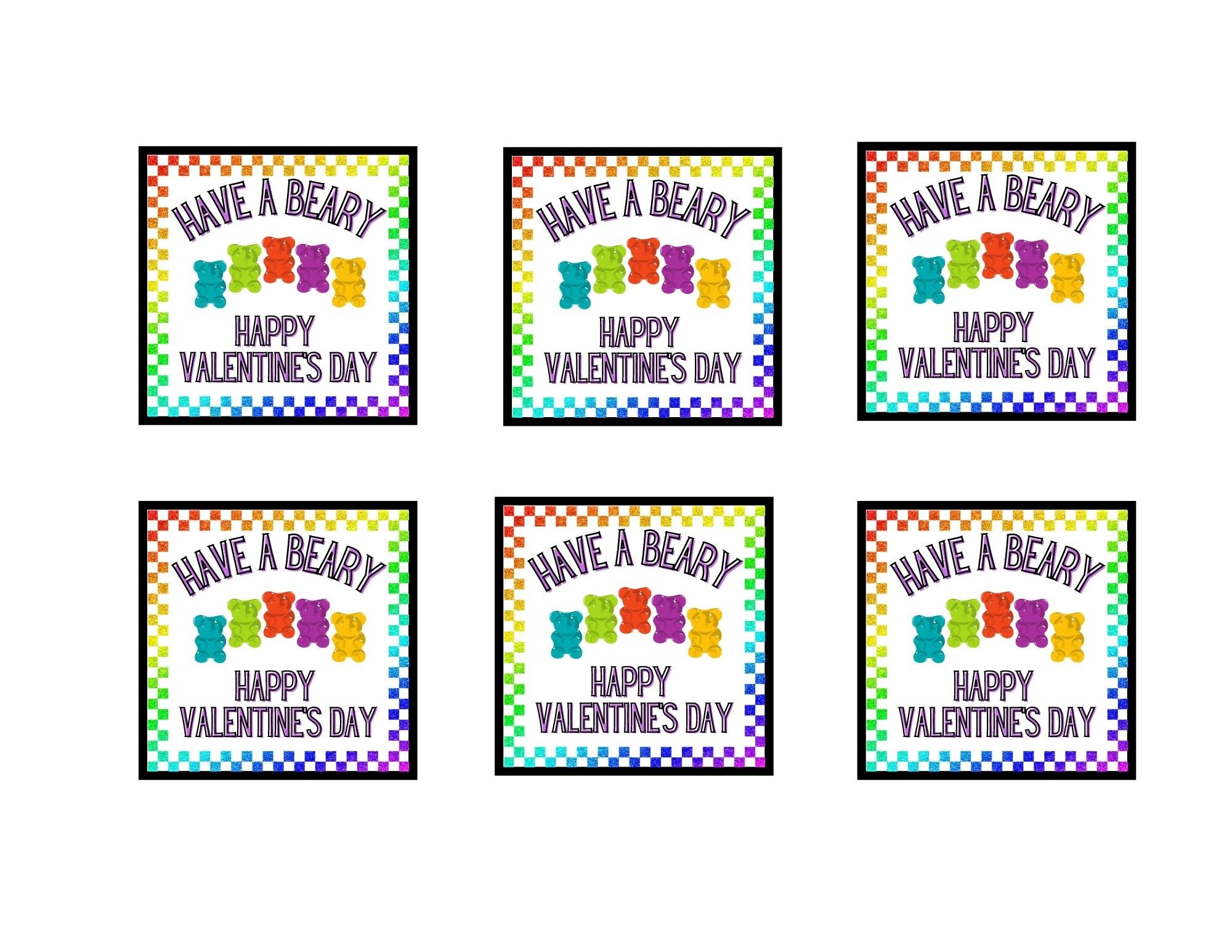Gummy Bear Valentine Tag, Printable Candy Tag (PDF) - Etsy